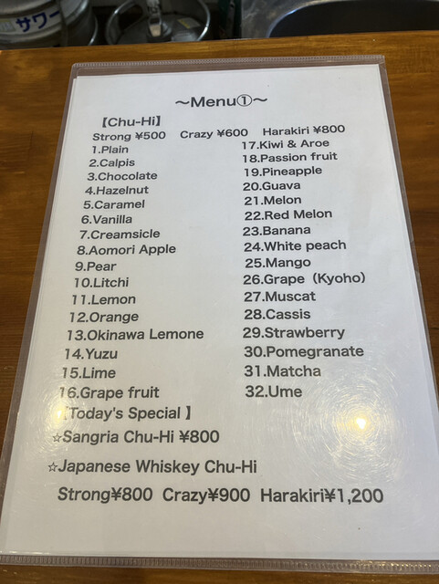 メニュー写真 : Tommy's CHU-HI Stand （トミーズ チューハイ スタンド） - 汐入/バー | 食べログ