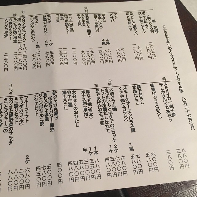 メニュー写真 : 【移転】とぶさかな - 下北沢/海鮮 | 食べログ